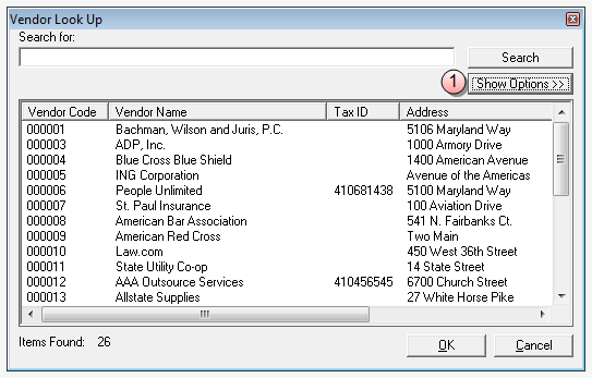 Temporary Vendor Lookup – Juris