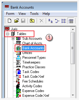 Create, Edit or Delete Bank Accounts – Juris
