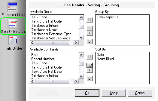 Sort/Group – Juris