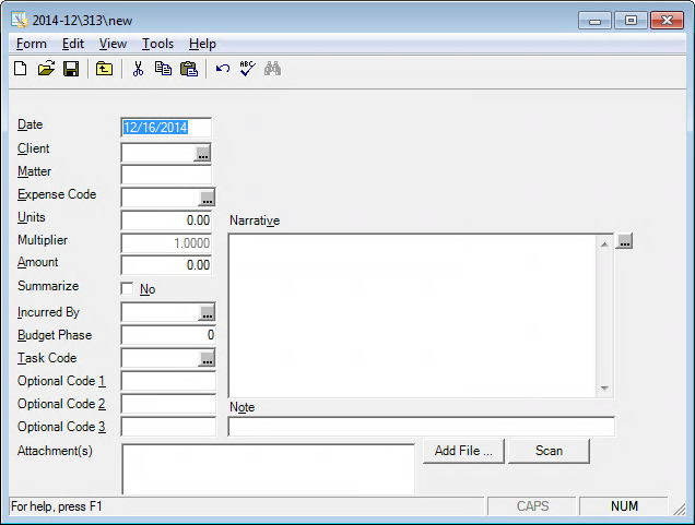 Create an Expense Entry – Juris