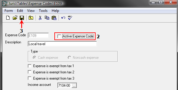 Expense Codes – Juris